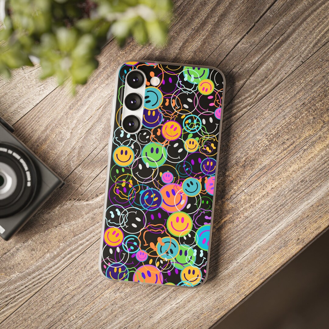 Preppy Smiley Face Phone Case Retro Smiley Flexi Case for iPhone and Samsung 90s Smiley Phone ...