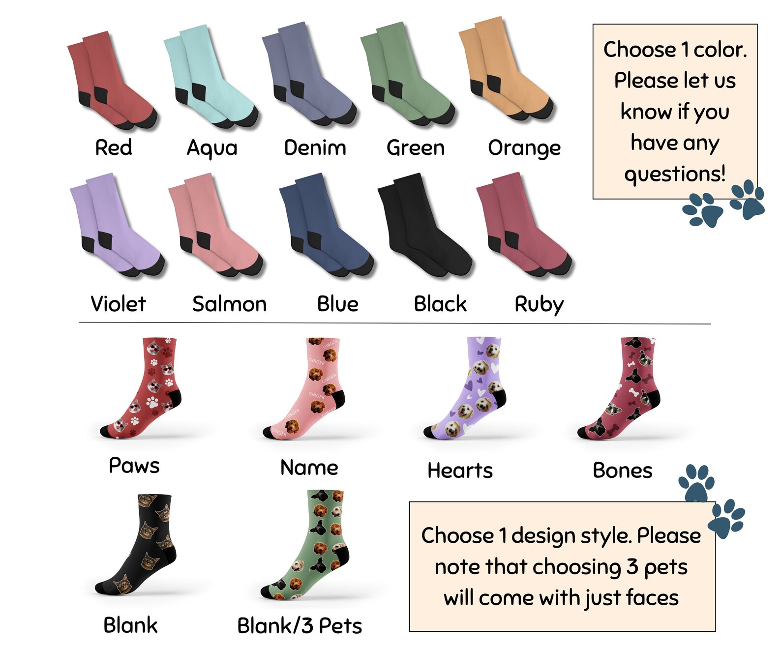 Custom Pet Face Socks From Photo Cat Name Socks Personalized Cat ...