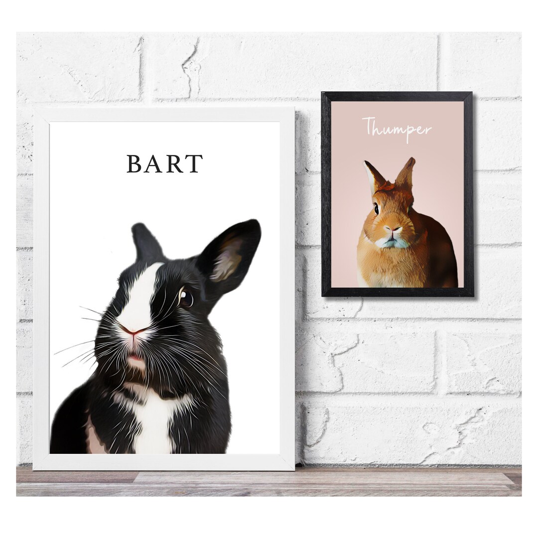 Custom Bunny Portrait From Photo Personalized Bunny Name Portrait Gift ...