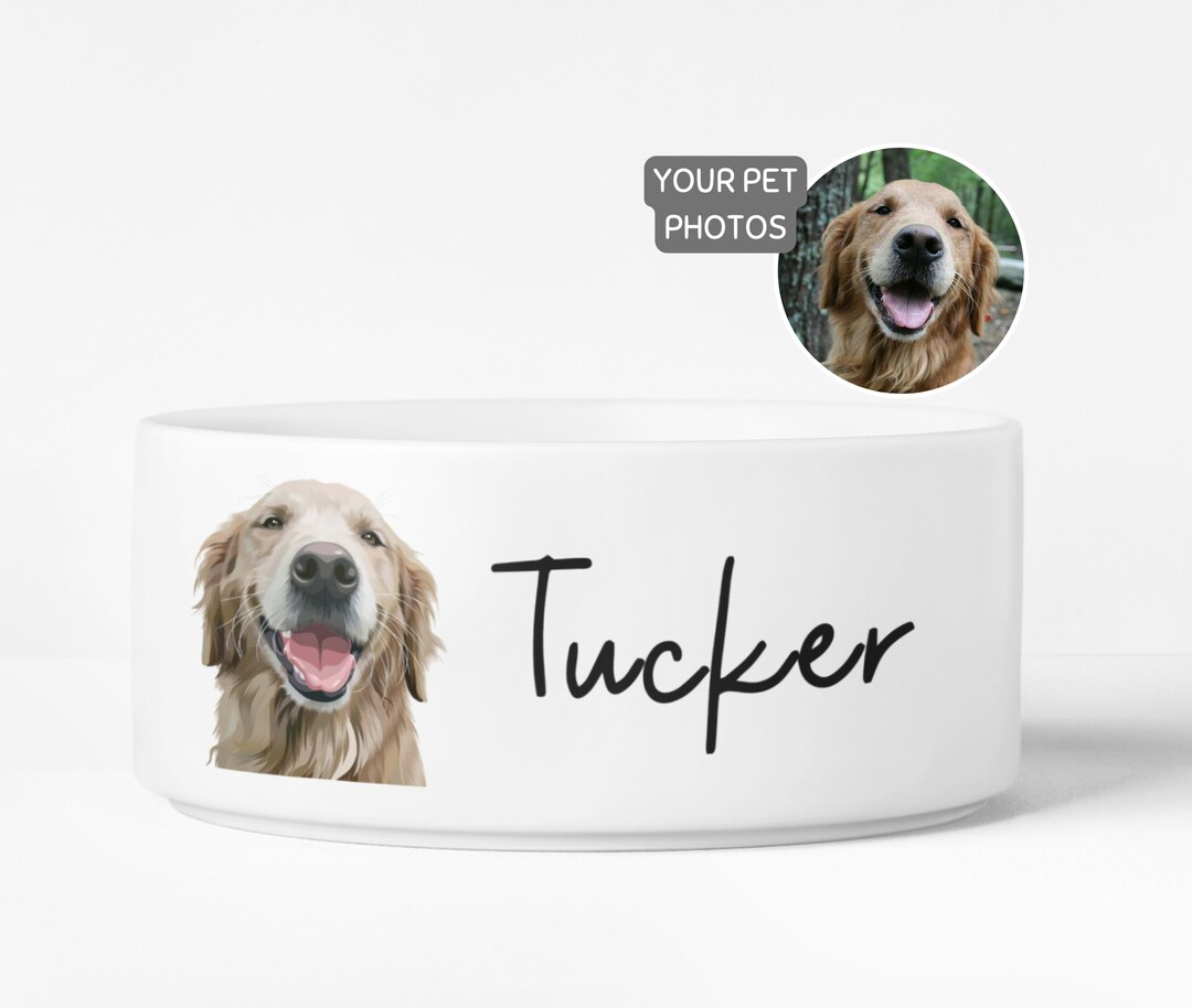 Custom Dog Bowl Using Photo With Name Personalized Pet Bowl ...