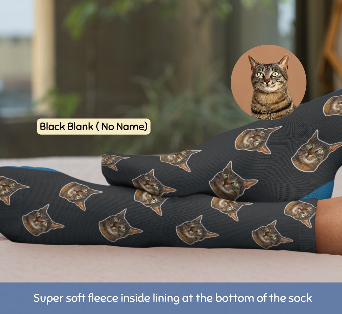 Custom Pet Face Socks From Photo Cat Name Socks Personalized Cat ...
