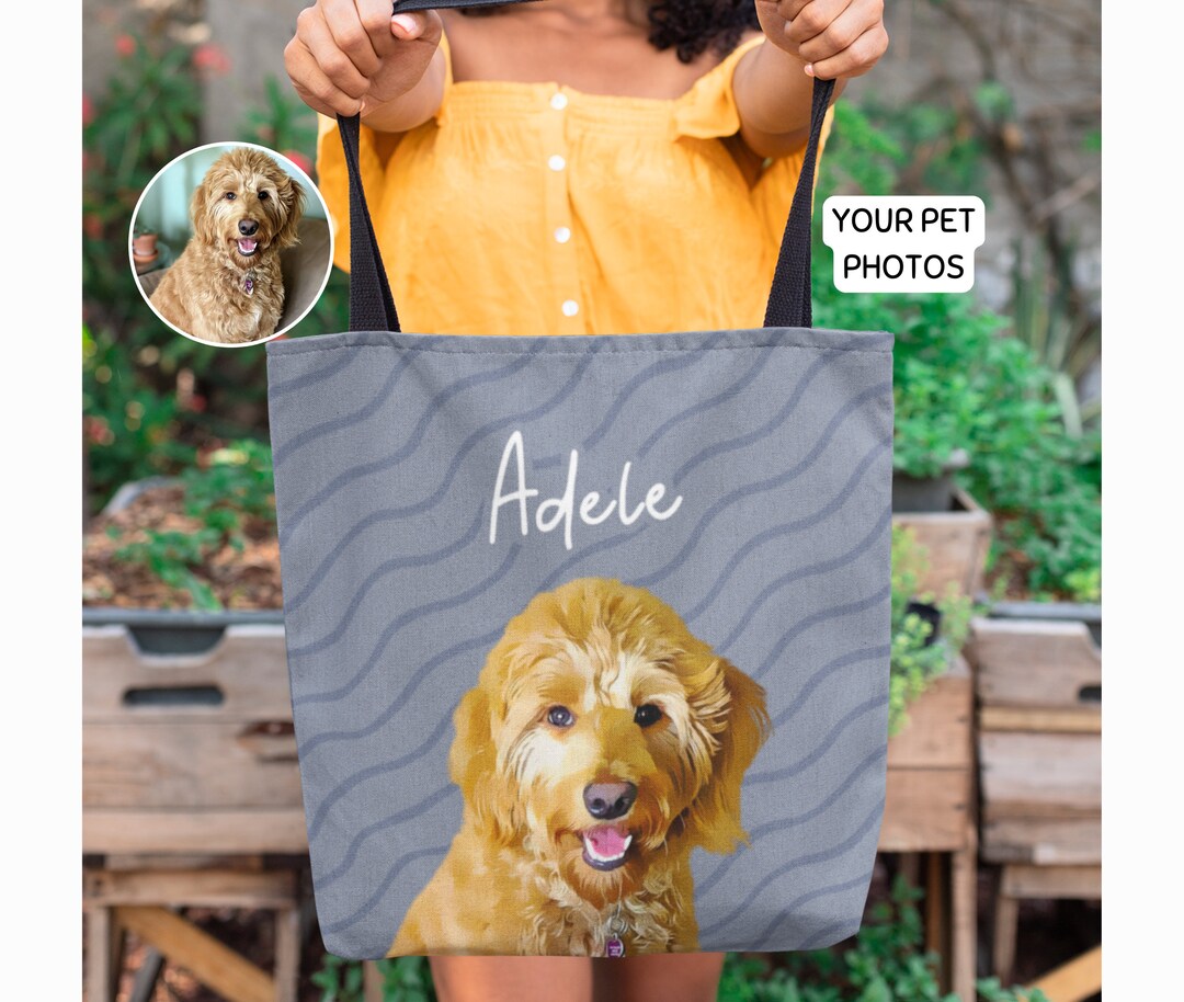 Custom Pet Tote Bag Using Pet Photo + Name Personalized Dog Tote Bag ...
