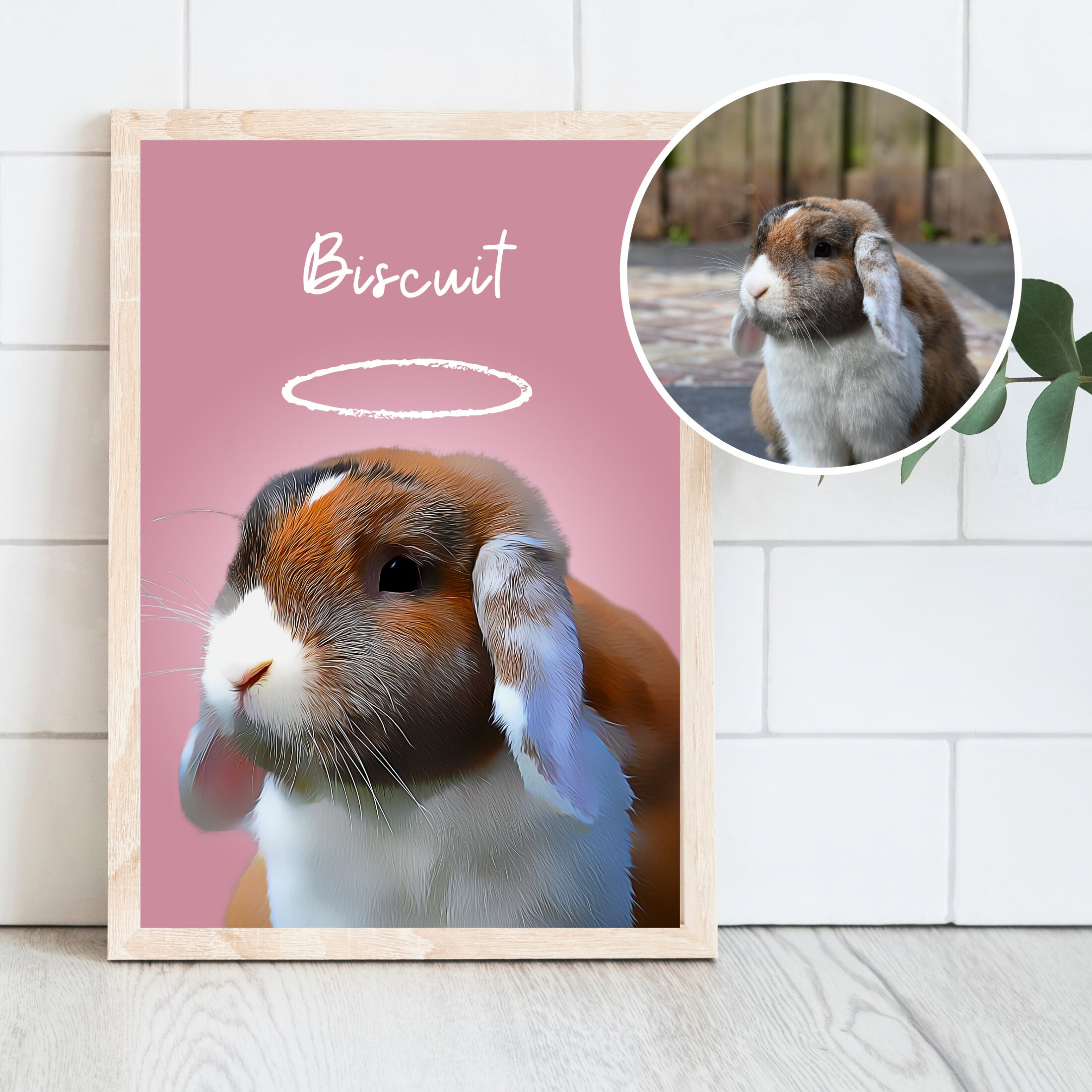 Custom Pet Portrait From Photo Personalized Bunny Name Portrait Gift ...