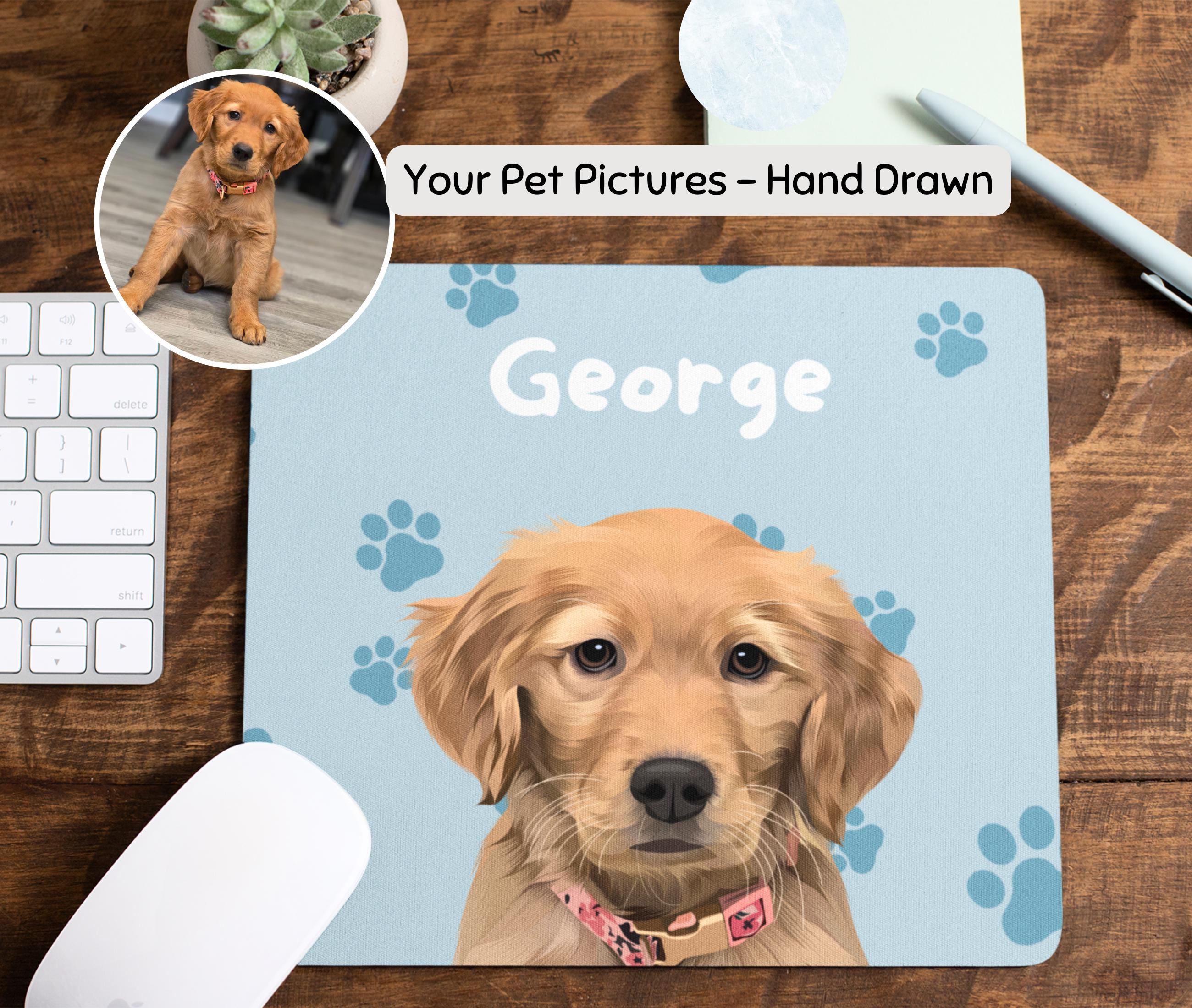 Personalized Pet Desk Pad + Name, Custom Dog Portrait Mouse Mat, Cat ...