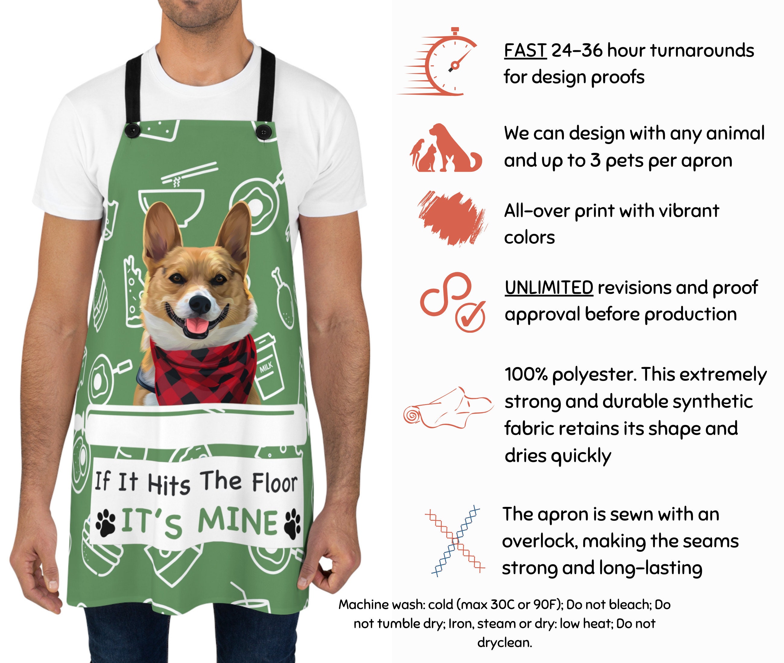 Custom Pet Apron Using Pet Photo Personalized Dog Kitchen Apron for Dog ...
