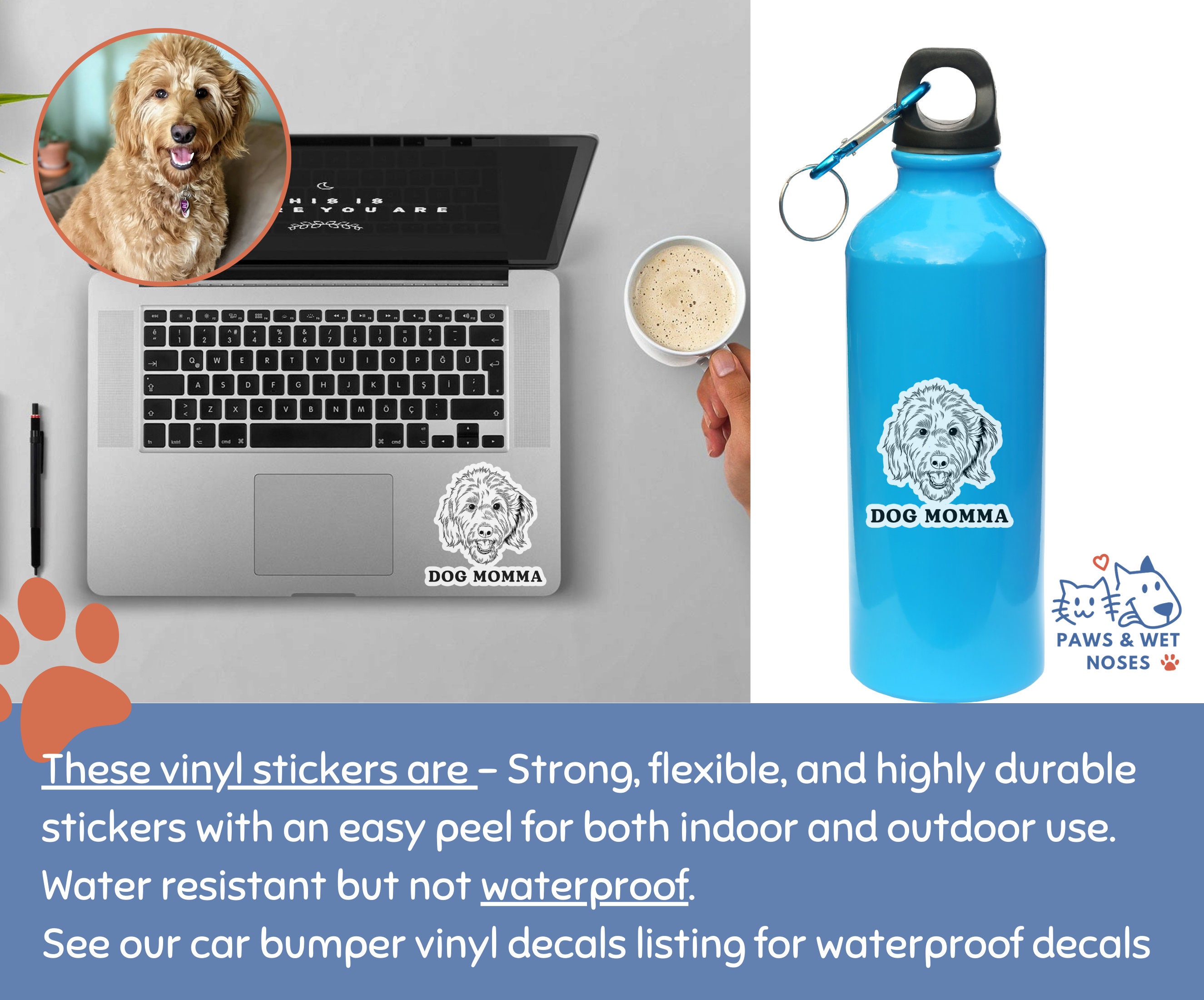 Custom Pet Sticker Using Pet Photo Custom Hand Drawn Dog Face Sticker ...