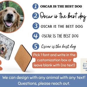 Custom Pet Coasters Using Pet Photo + Name Custom Dog Cork Coaster ...