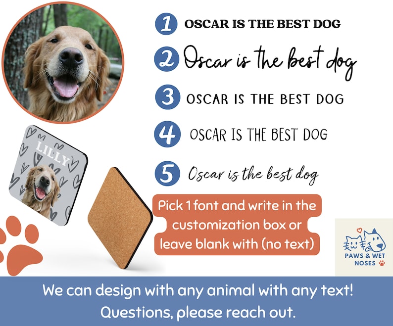 Custom Pet Coasters Using Pet Photo + Name Custom Dog Cork Coaster ...