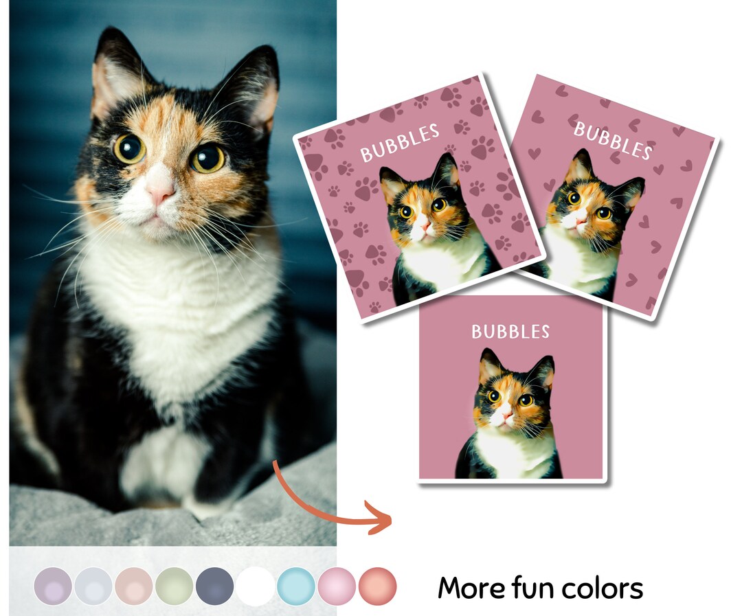 Custom Cat Sticker Using Pet Photo Custom Cat Sticker Custom Dog ...