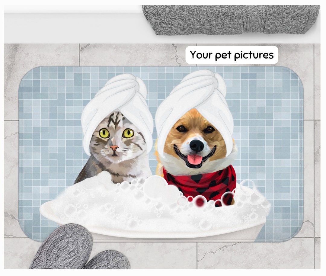 Custom Pet Bath Mats Using Pet Photo Personalized Dog Bathroom Decor ...
