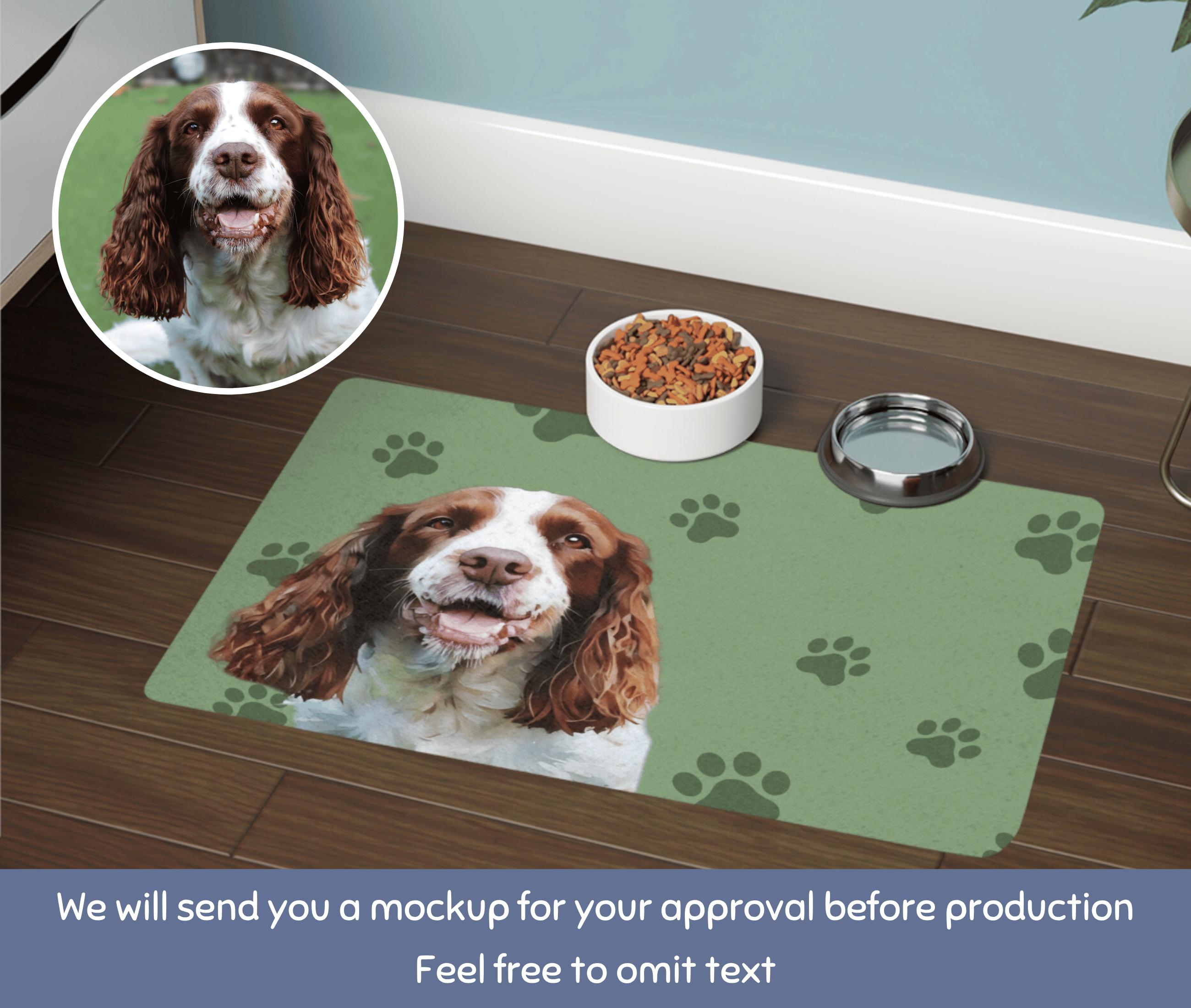 Custom Pet Food Mat Using Pet Photo + Name Personalized Dog Feeding Mat ...