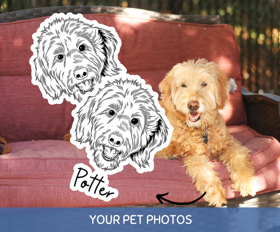 Custom Pet Sticker Using Pet Photo Custom Hand Drawn Dog Face Sticker ...