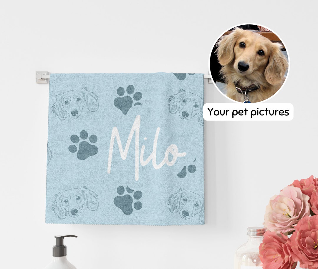 Custom Pet Hand Towel Using Pet Photo With Name Personalized Dog ...