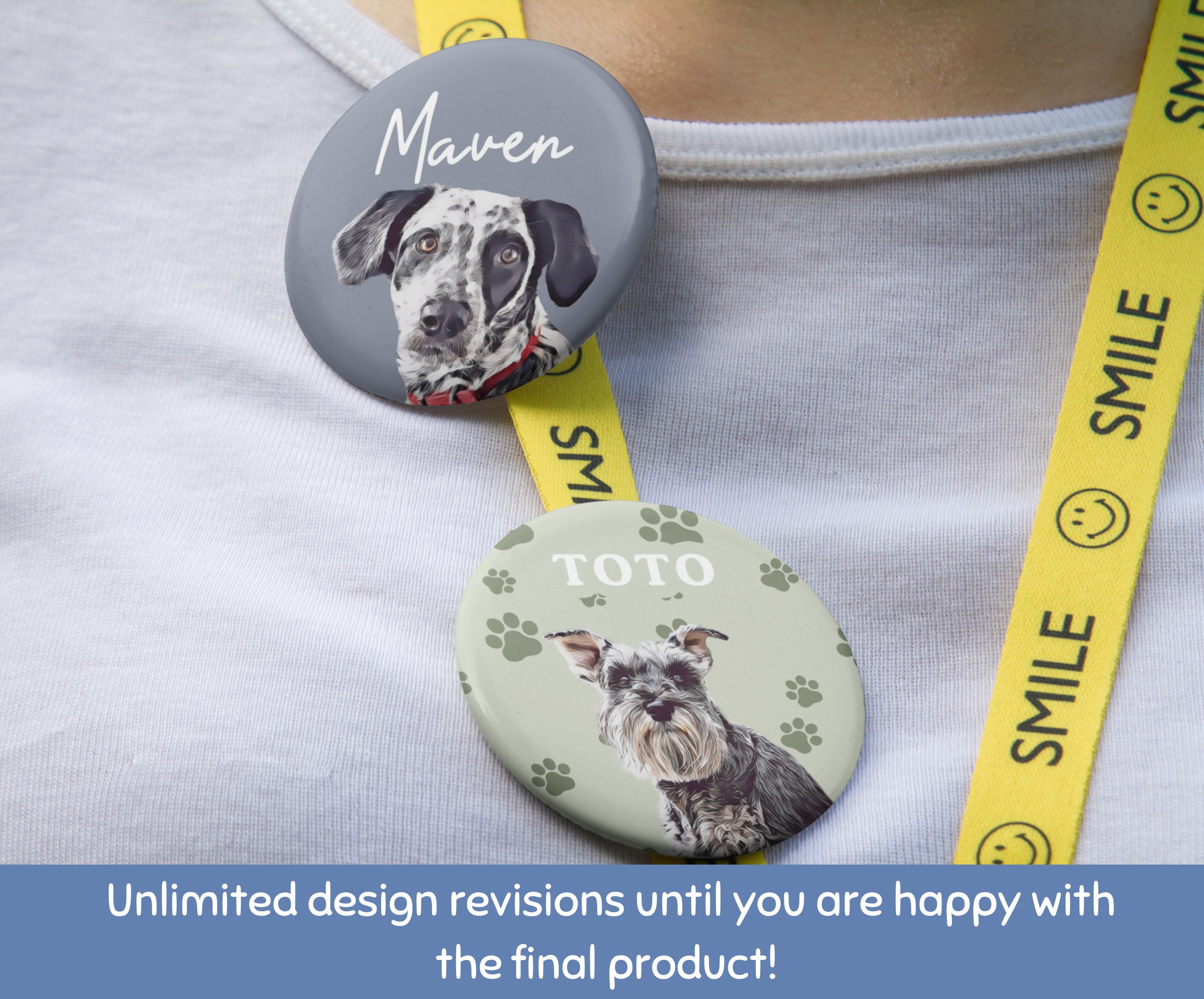 Custom Pin Using Pet Photo + Name Dog Personalized Pinback Buttons Cat ...