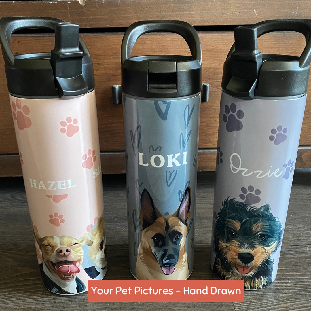 Custom Pet Insulated Water Bottle Using Pet Photo + Name Custom Dog ...