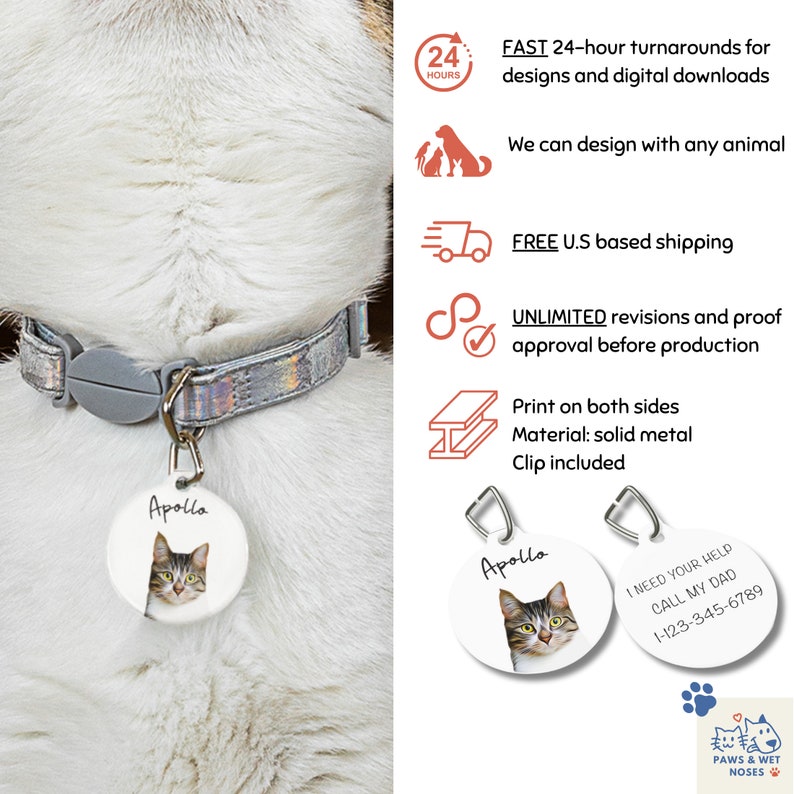 Custom Pet Tag Using Photo With Name Picture Dog ID Personalized With ...