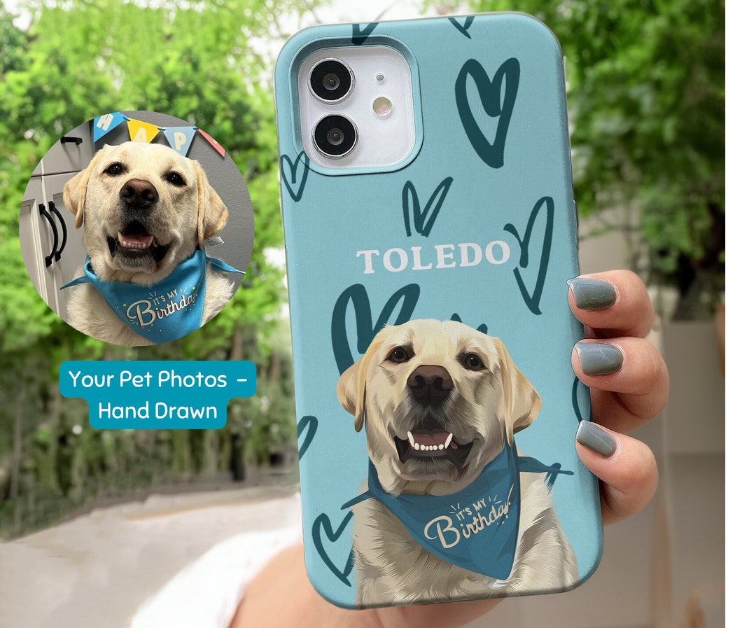 Personalized Pet Photo Phone Case Custom Hand Drawn Dog Phone Case With ...