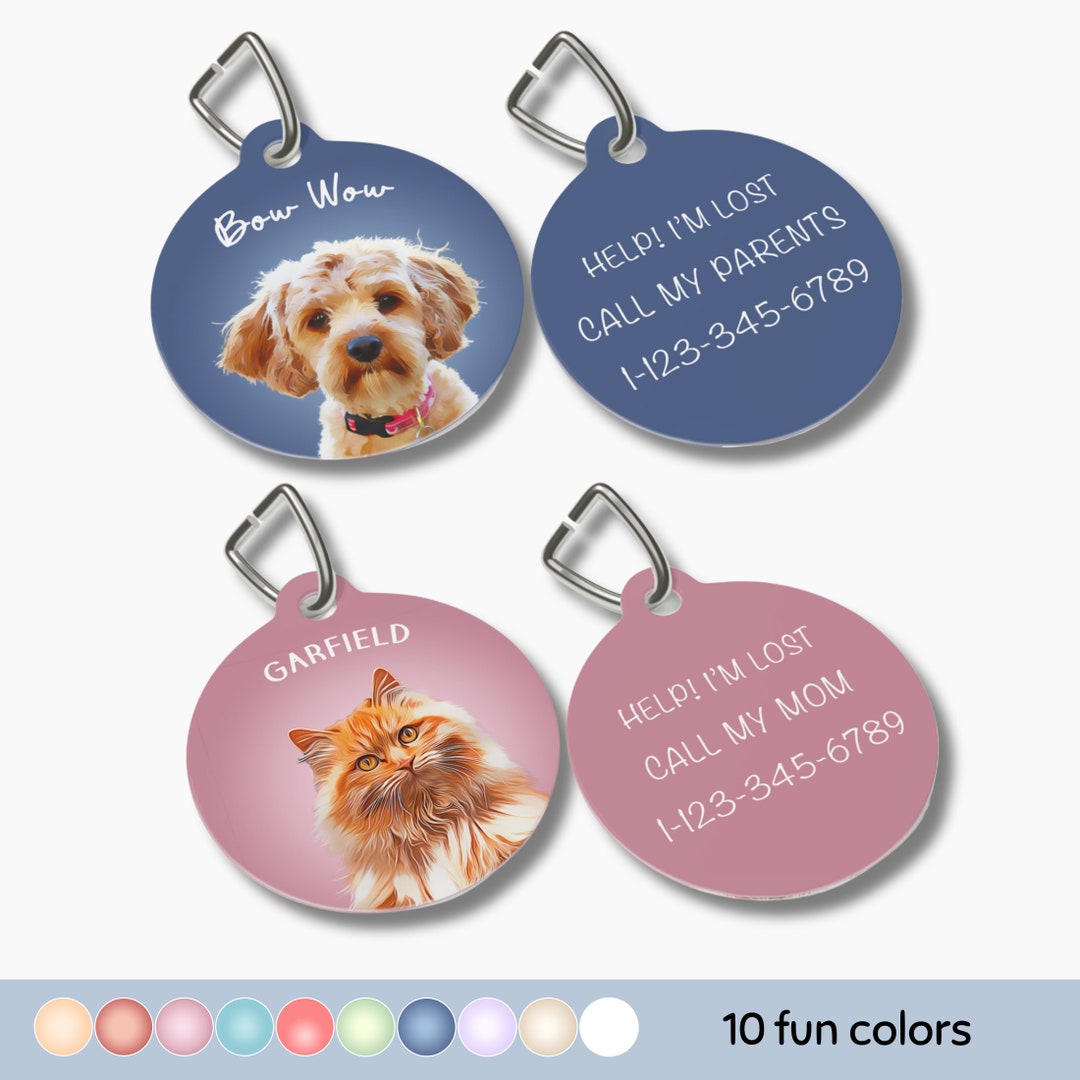 Custom Pet Tag Using Photo With Name Picture Dog ID Personalized With ...