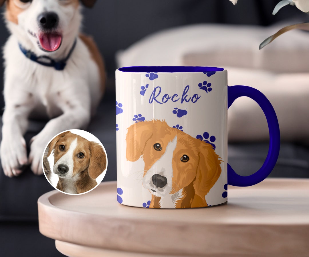 Custom Pet Coffee Mug Using Pet Photo, Hand Drawn Dog Picture Mug ...