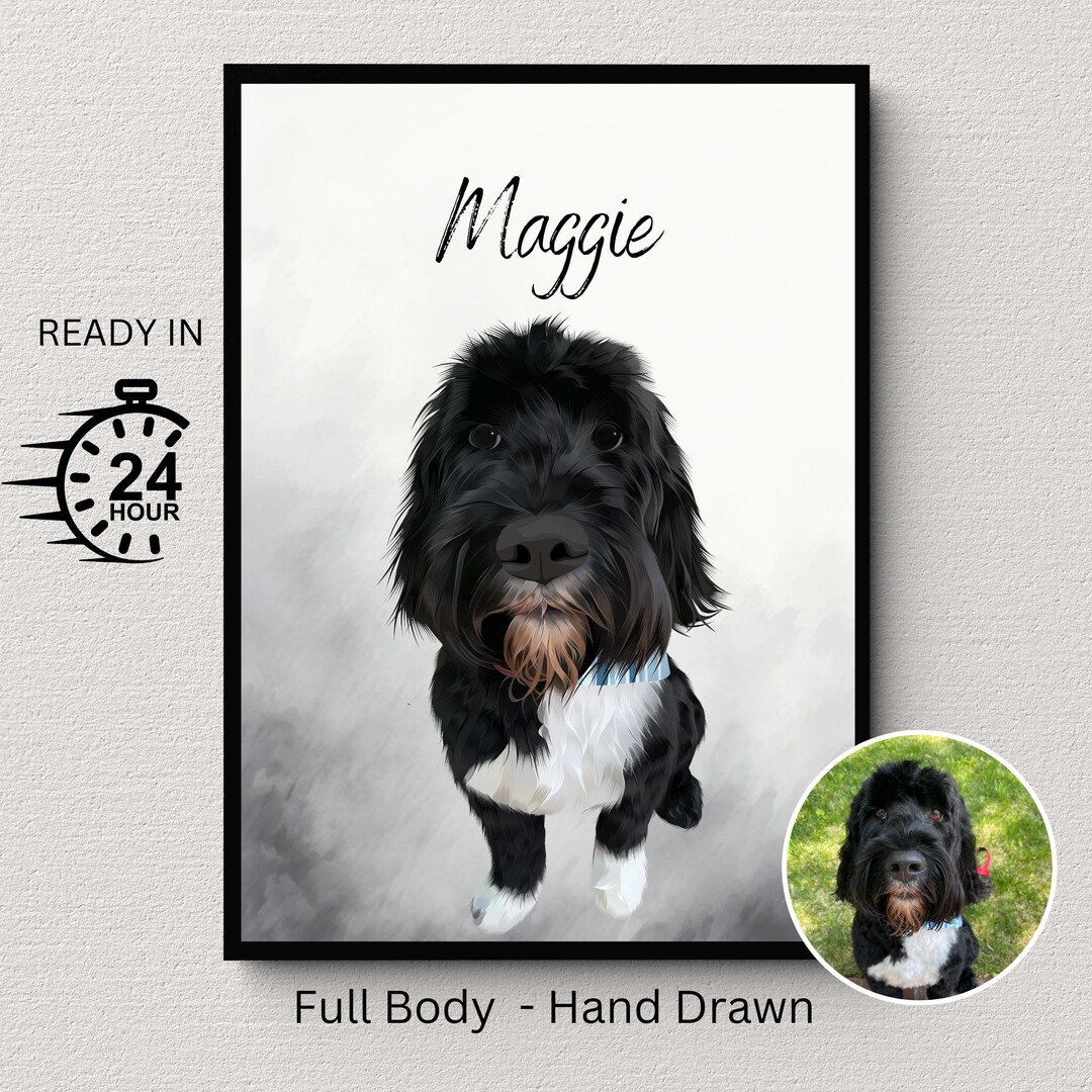 Custom Pet Full Body Portrait From Photo Personalized Dog Portrait ...