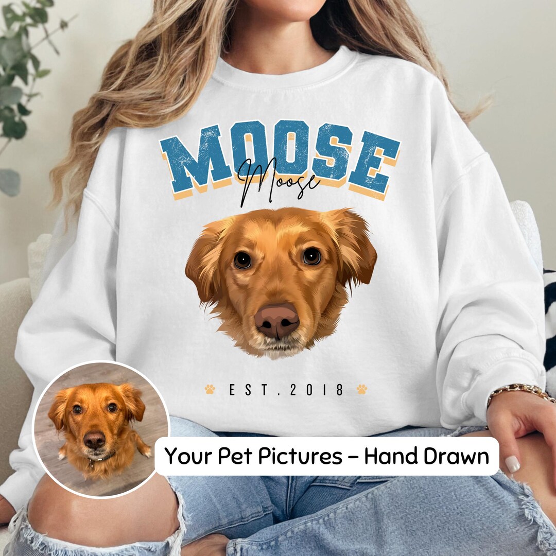 Custom Pet Sweater Dog Photo + Name Custom Varsity Dog Pullover ...