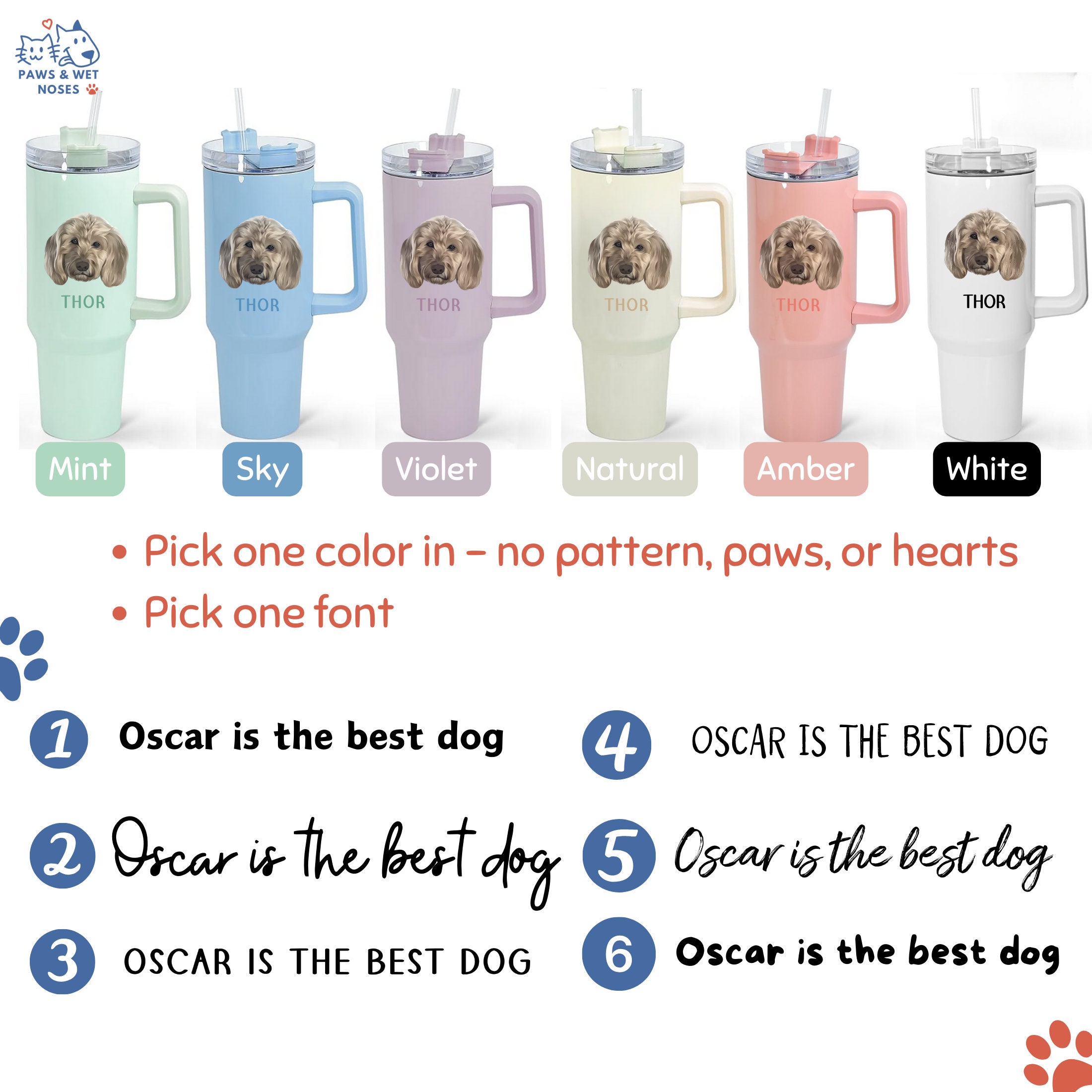Custom 40 Oz Tumbler Pet Cup Using Pet Photo Name Custom Dog Cup ...