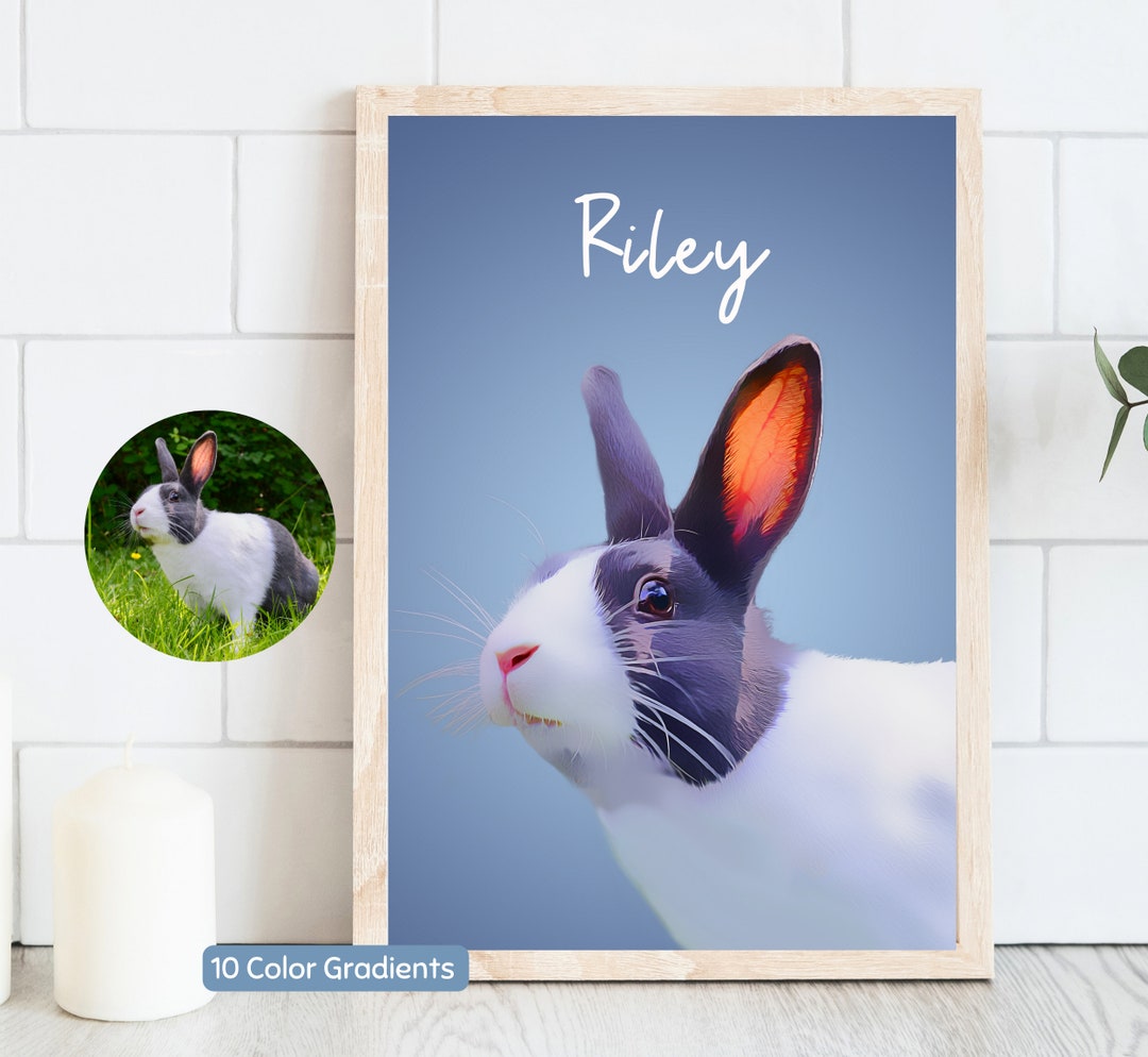 Custom Pet Portrait From Photo Personalized Bunny Name Portrait Gift ...