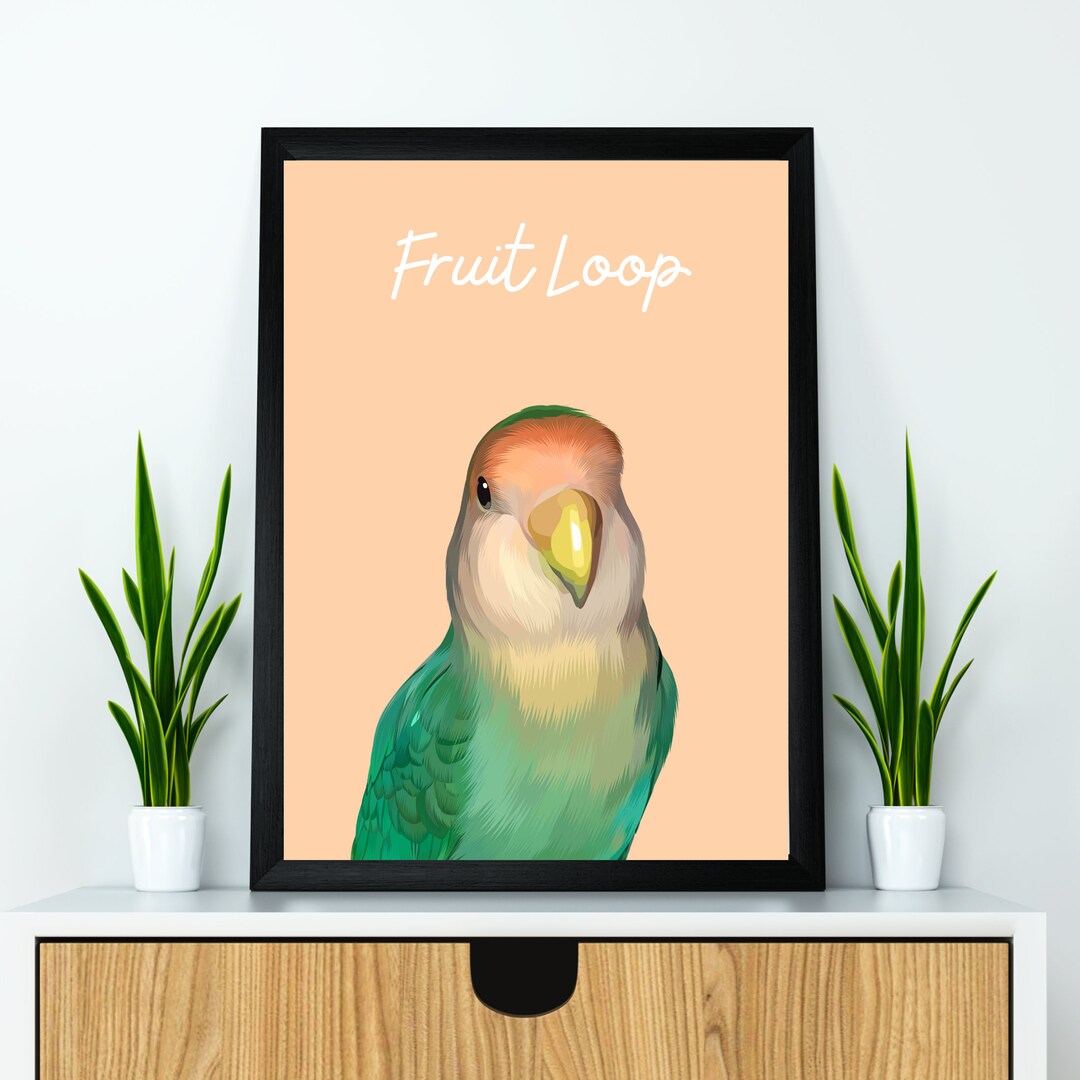 Custom Bird Portrait From Photo Personalized Hand Drawn Parakeets ...