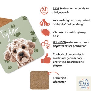 Custom Pet Coasters Using Pet Photo + Name Custom Dog Cork Coaster ...
