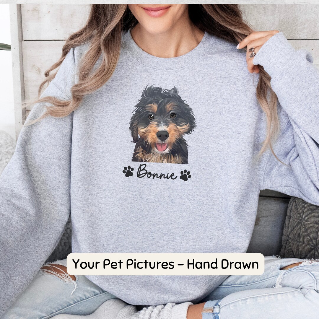Personalized Pet Sweater Using Pet Photo + Name Custom Hand Drawn Dog ...