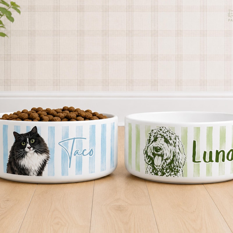 Matching Cat Food Bowls - Etsy