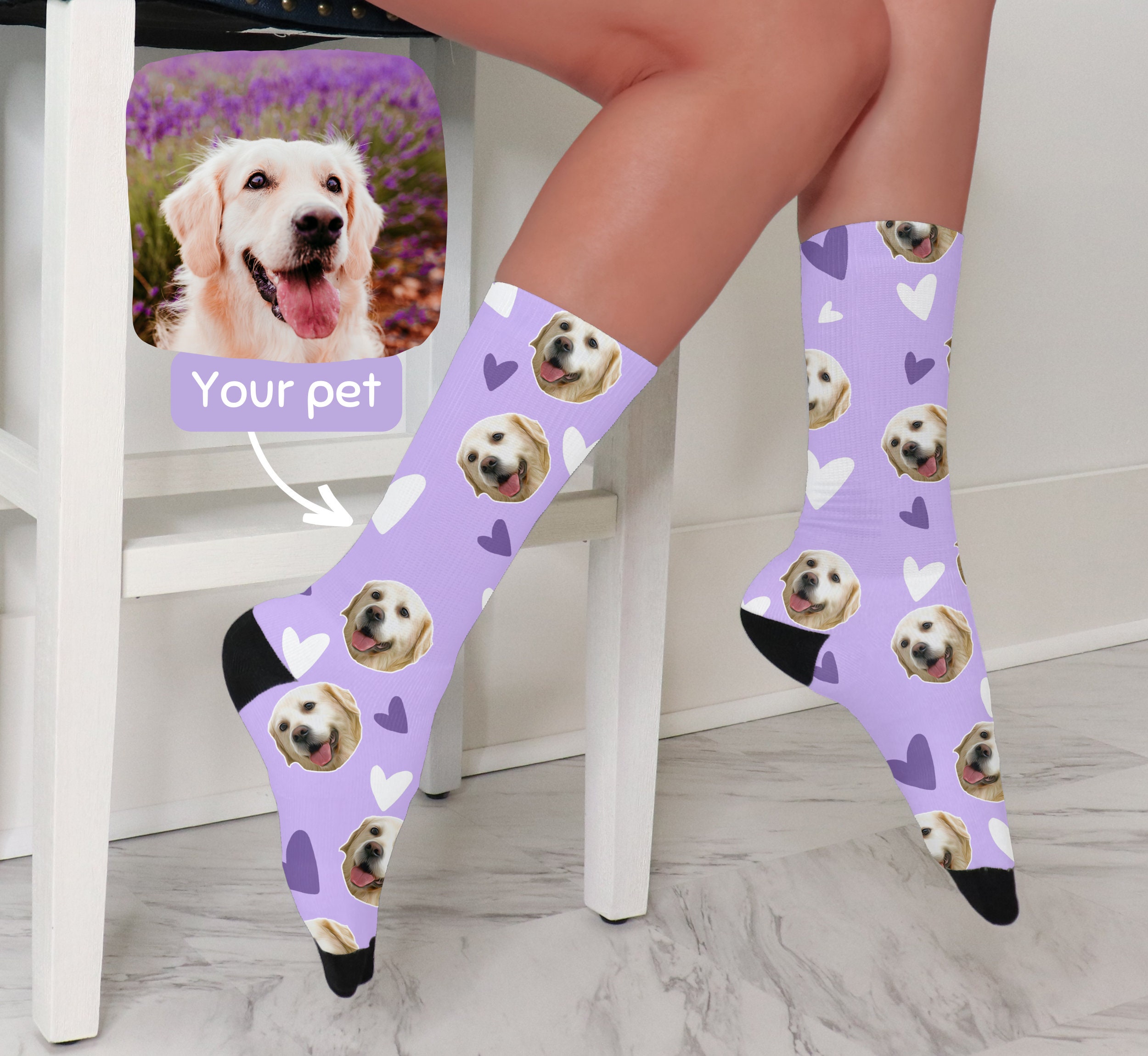 Custom Pet Face Socks From Photo Cat Name Socks Personalized Cat ...
