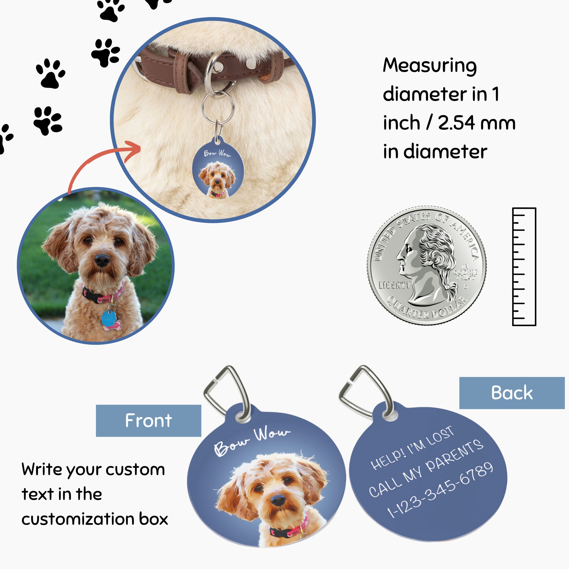 Custom Pet Tag Using Photo With Name Picture Dog ID Personalized With ...