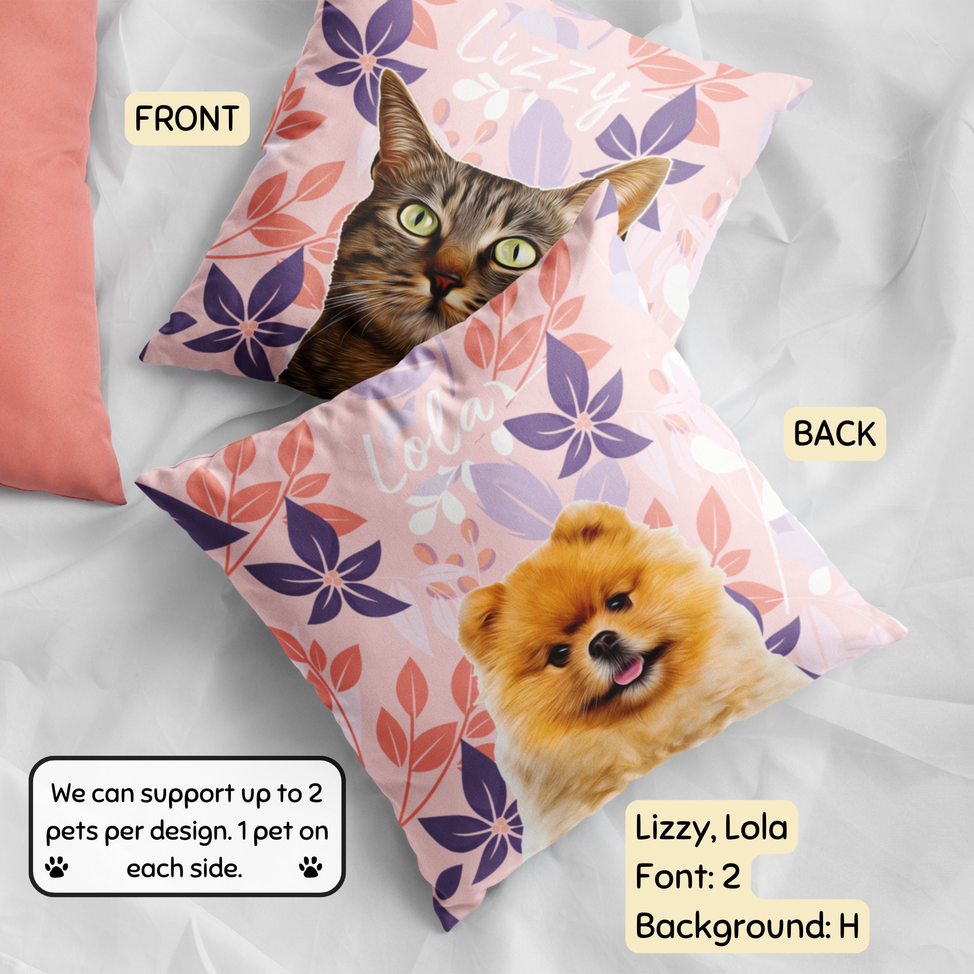 CUSTOM Pet Pillow Using Pet Photo Personalized Dog Flower - Etsy
