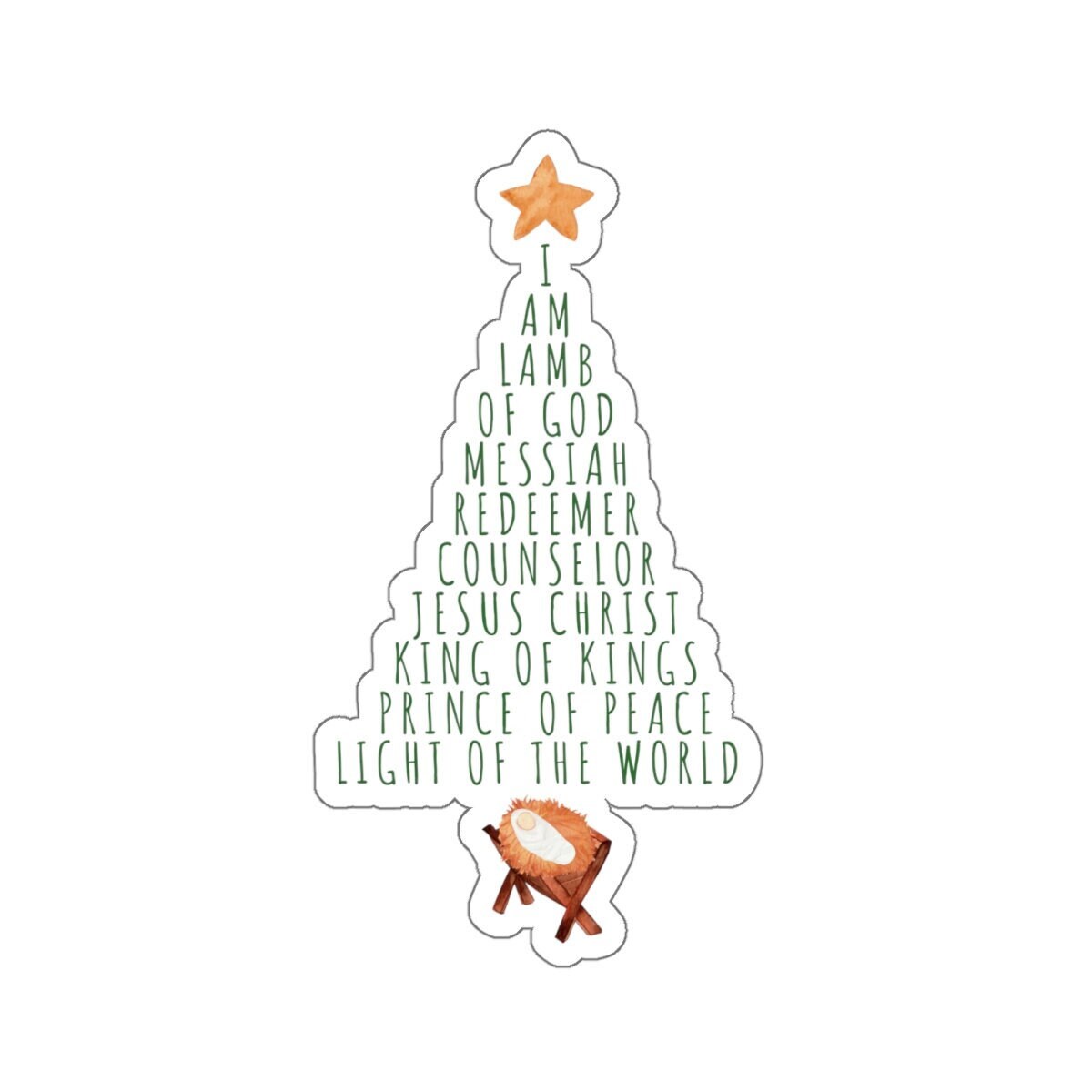 Names of Jesus Christmas Tree Shaped Sticker Christmas Tree - Etsy