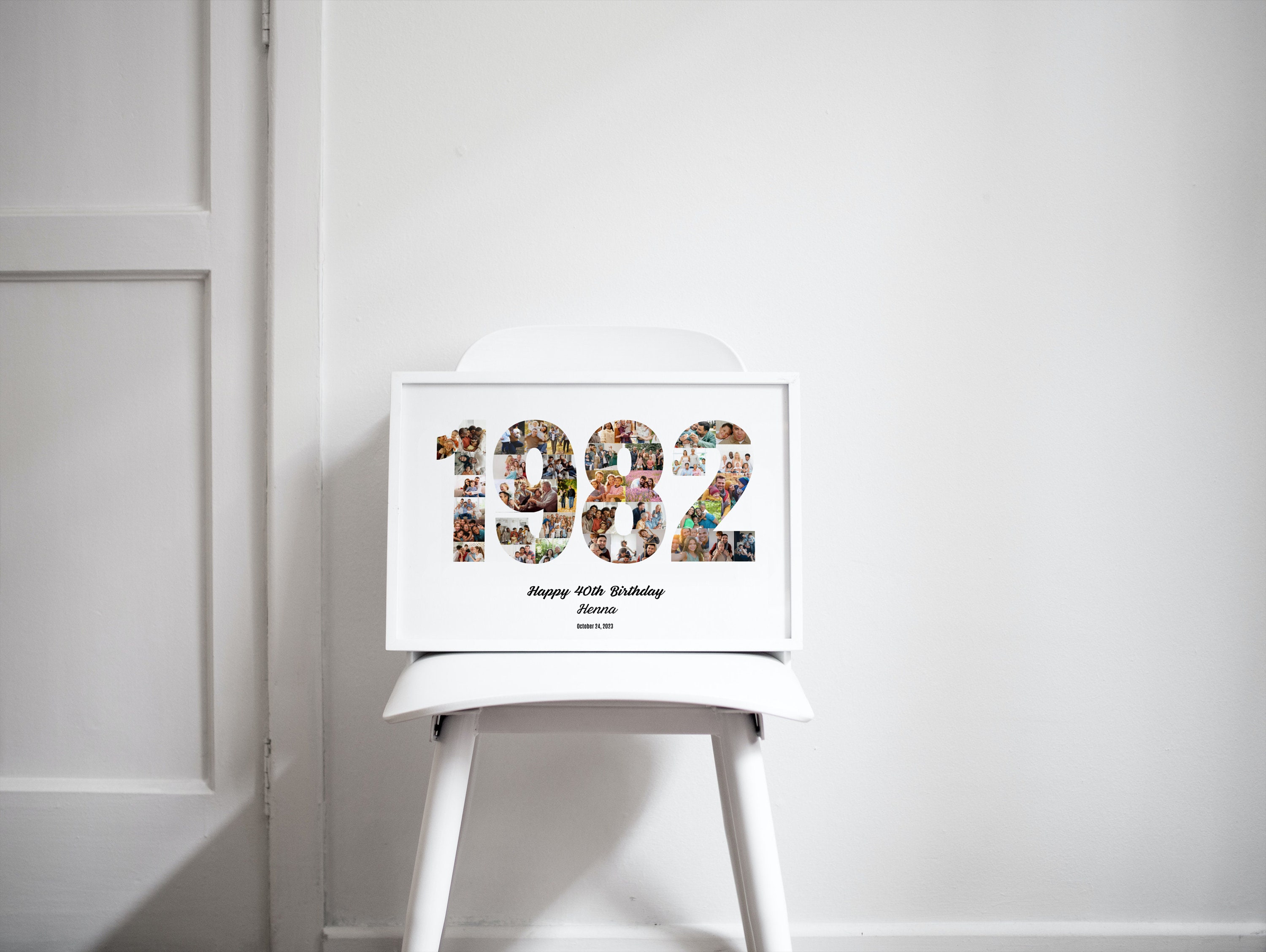 PRINTABLE Custom Birthday Year Gift Collage, Birthday Photo Collage ...