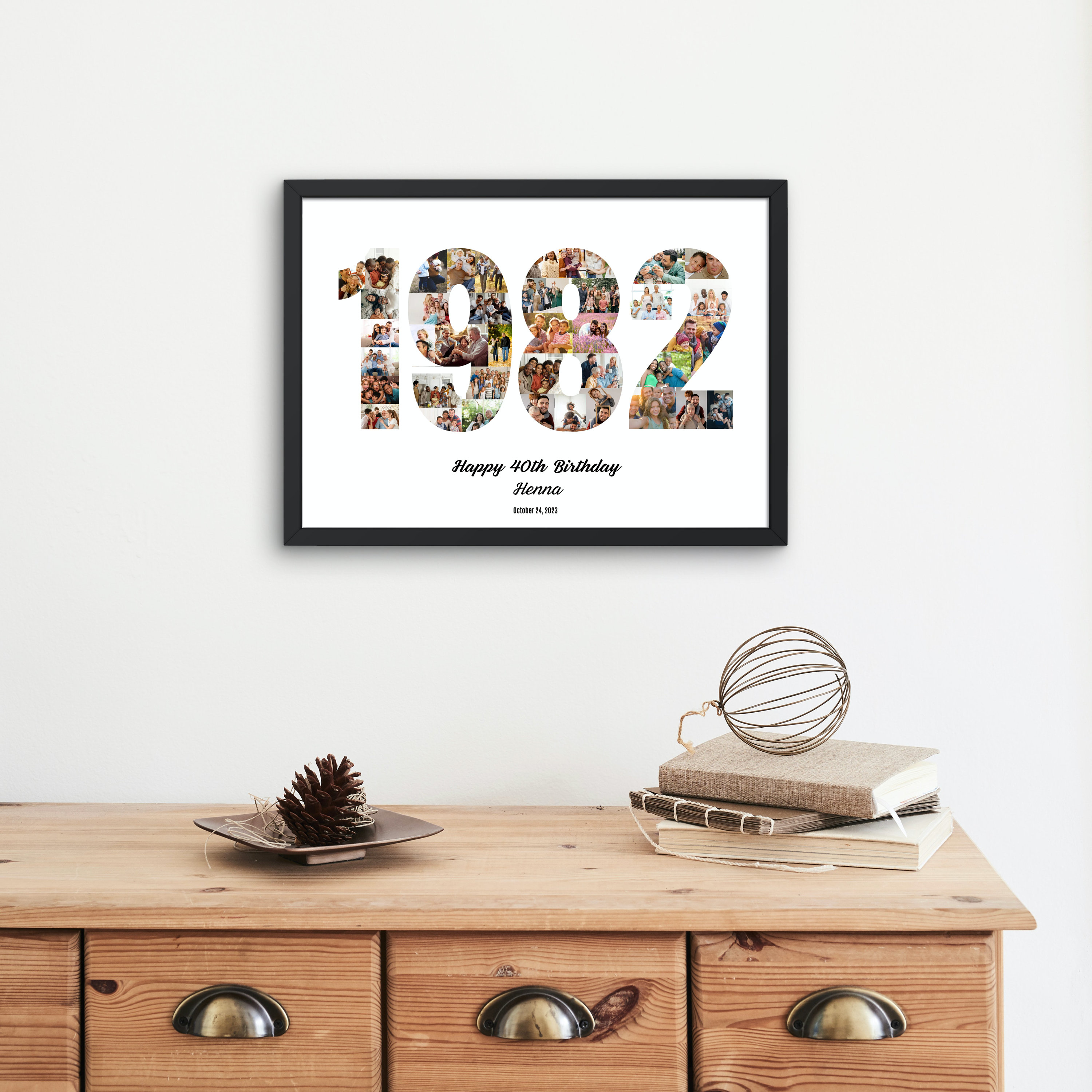 PRINTABLE Custom Birthday Year Gift Collage, Birthday Photo Collage ...