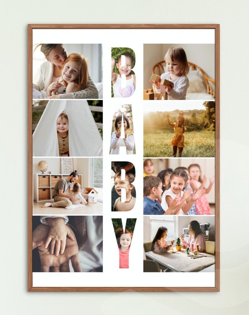 First Year Photo Collage Template, 12 Month Photo Collage, 1st Birthday ...