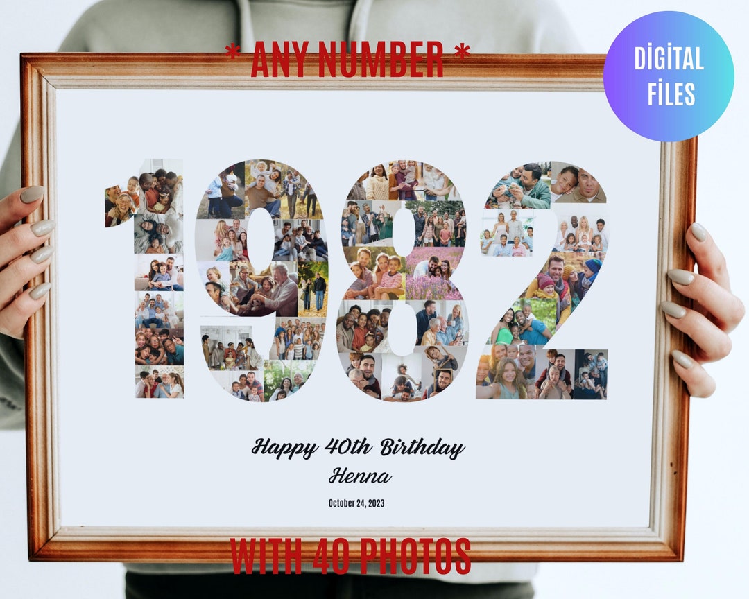 PRINTABLE Custom Birthday Year Gift Collage, Birthday Photo Collage ...