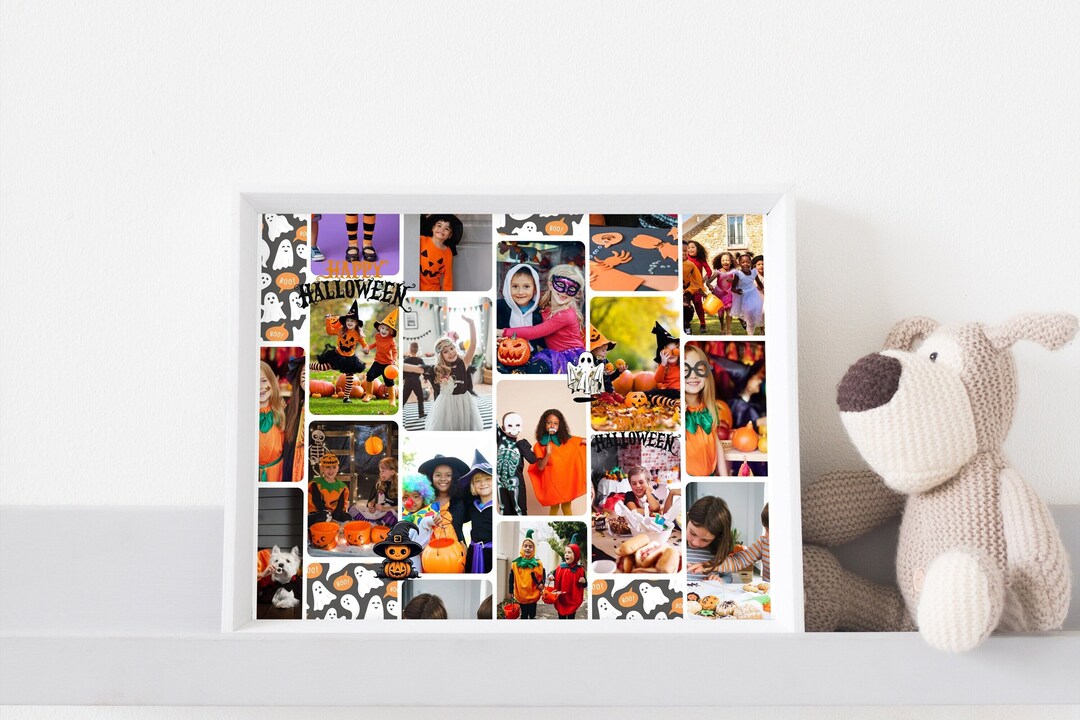 Printable Halloween Photo Collage, Personalized Halloween Collage ...