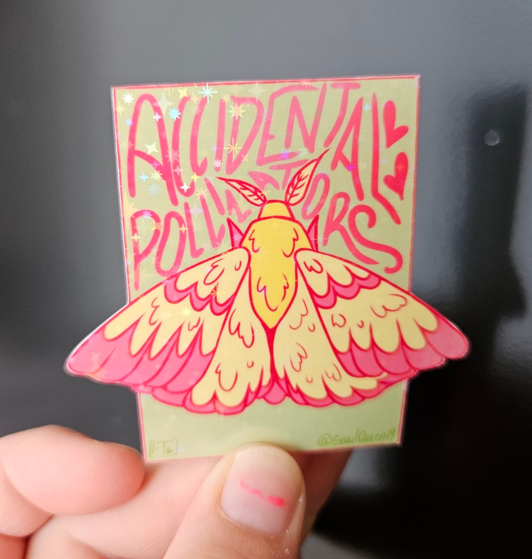 Accidental Pollinators Rosy Maple Moth Sticker - Etsy