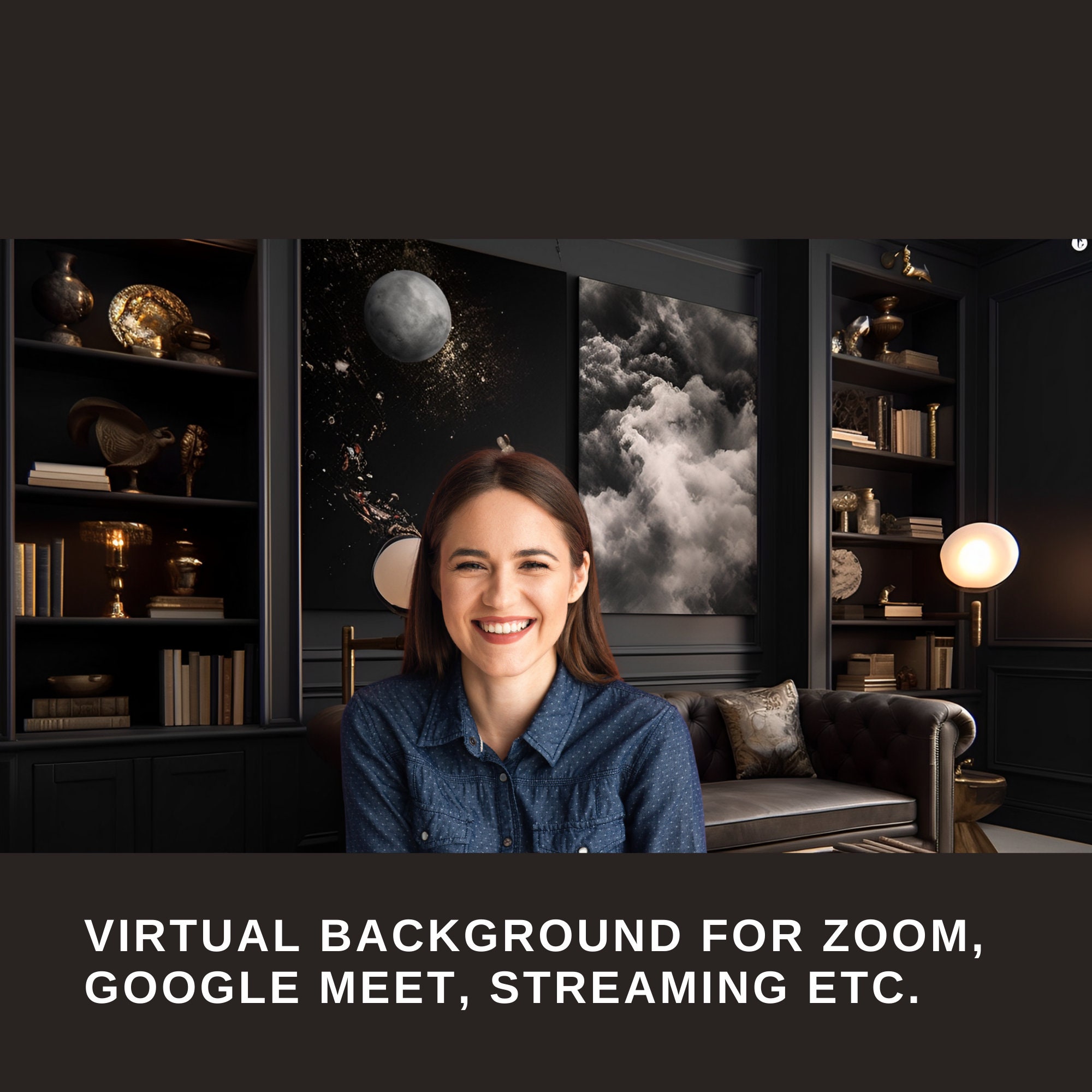 Dark Vintage Digital Zoom Background Office Background Microsoft Teams ...