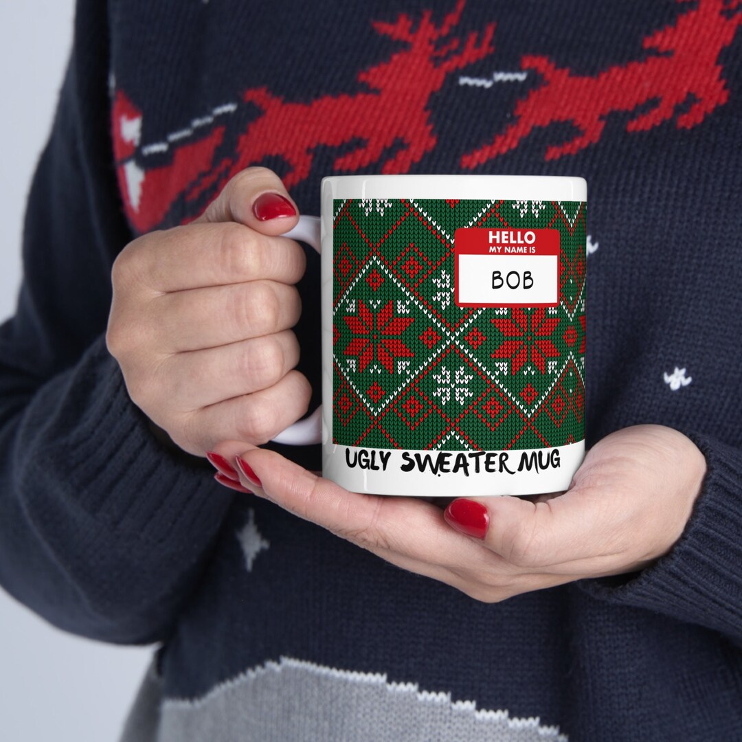 Personalized Christmas Coffee Mug Ugly Sweater Mug Office Etsy