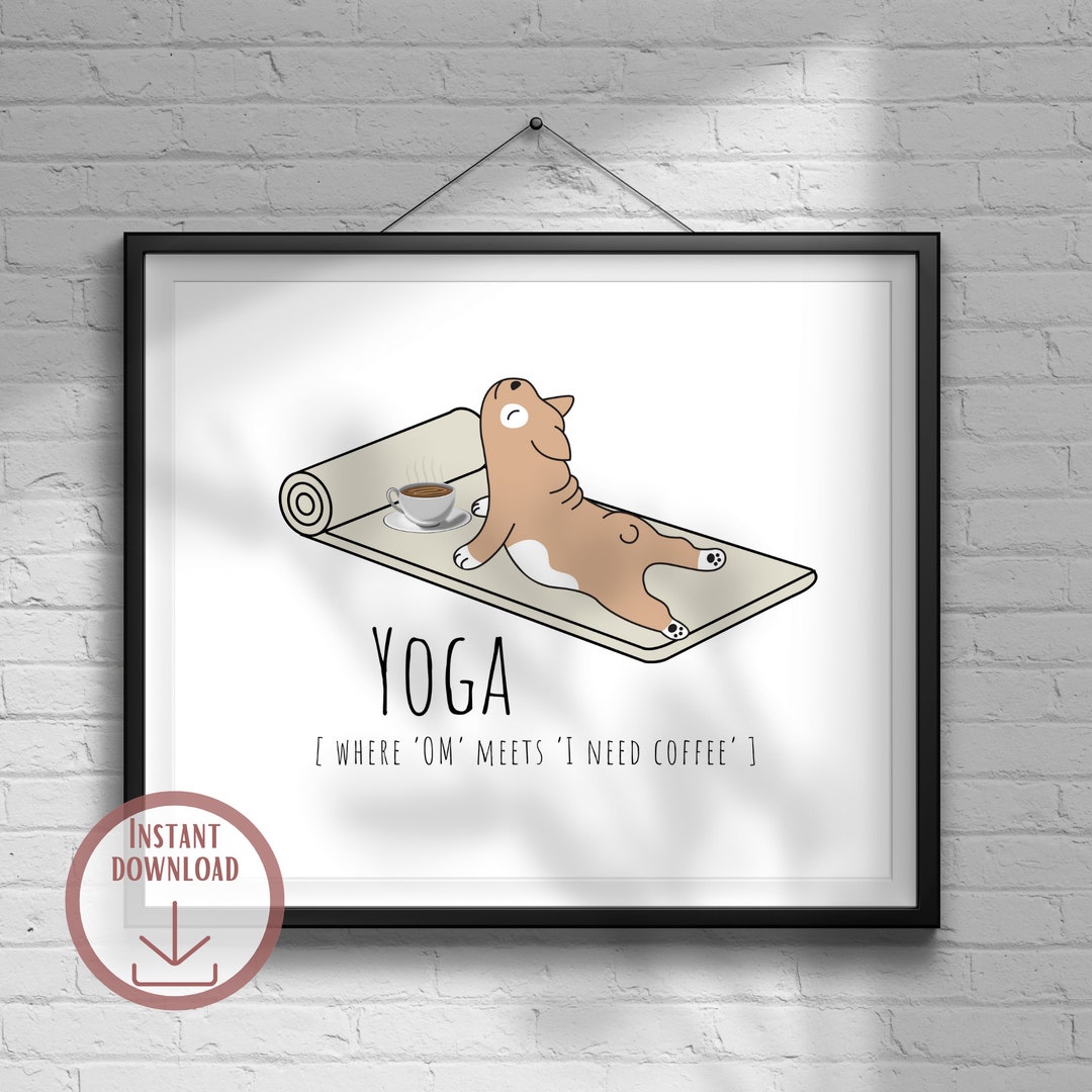 Printable Fun Poster for Digital Print Yoga Frenchie - Etsy