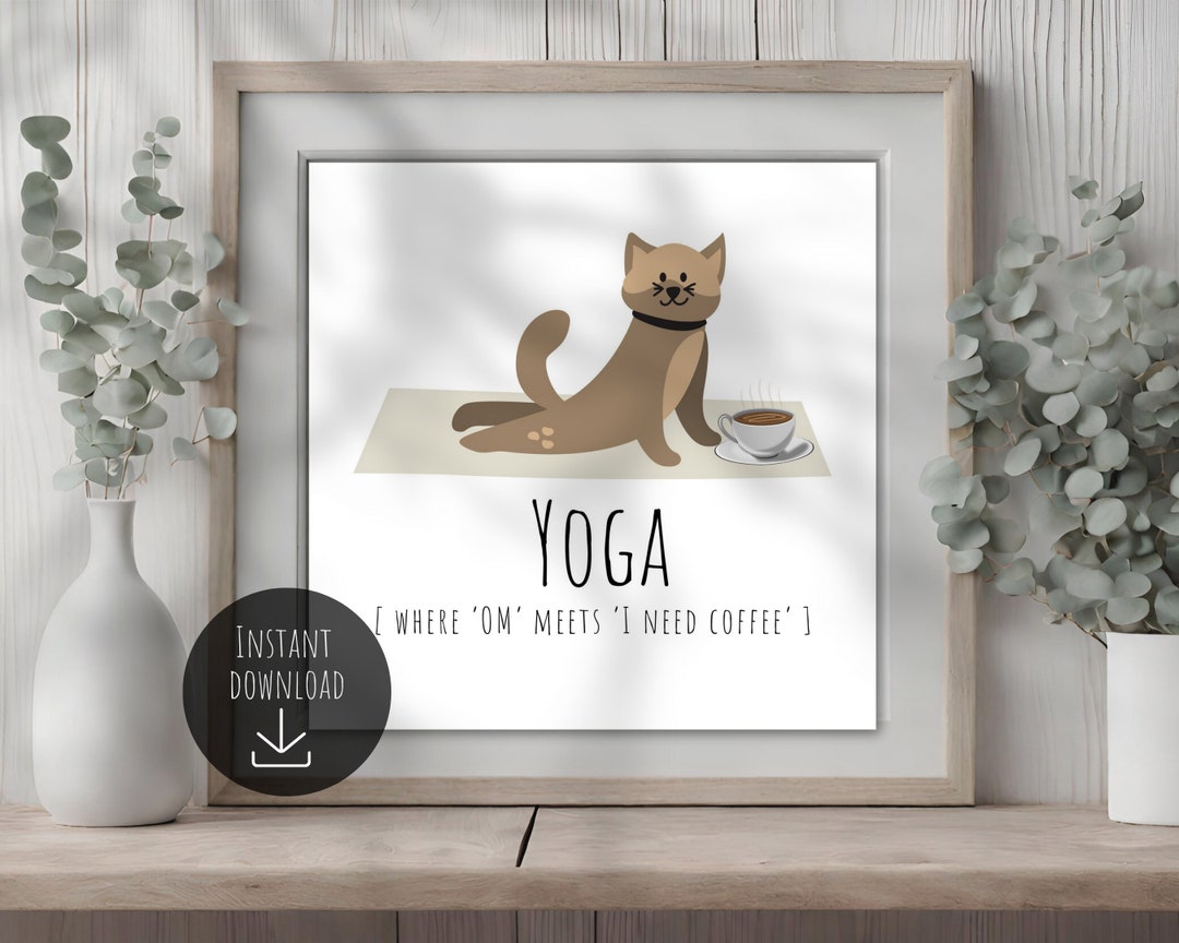 Yoga Cat Printable Fun Cat Poster for Digital Print - Etsy