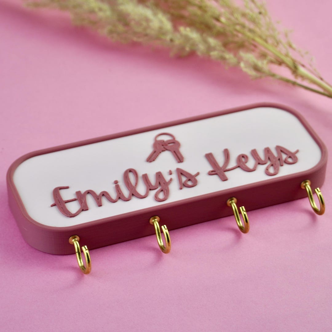 Personalized Key Holder – Custom Name Key Rack With 4 Hooks for Home ...