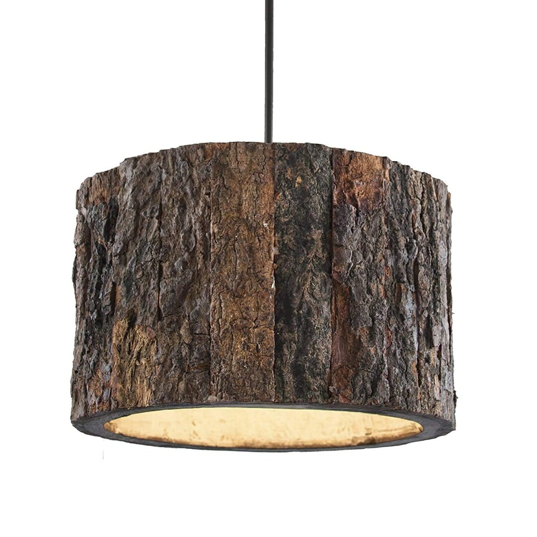 Rustic Tree Bark Pendant Light Lamp Decorative Antique Natural Wood ...