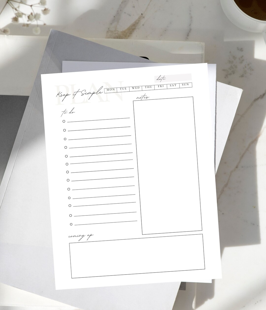 Simple Daily Planner, Instant Download, Daily to Do List Printable ...