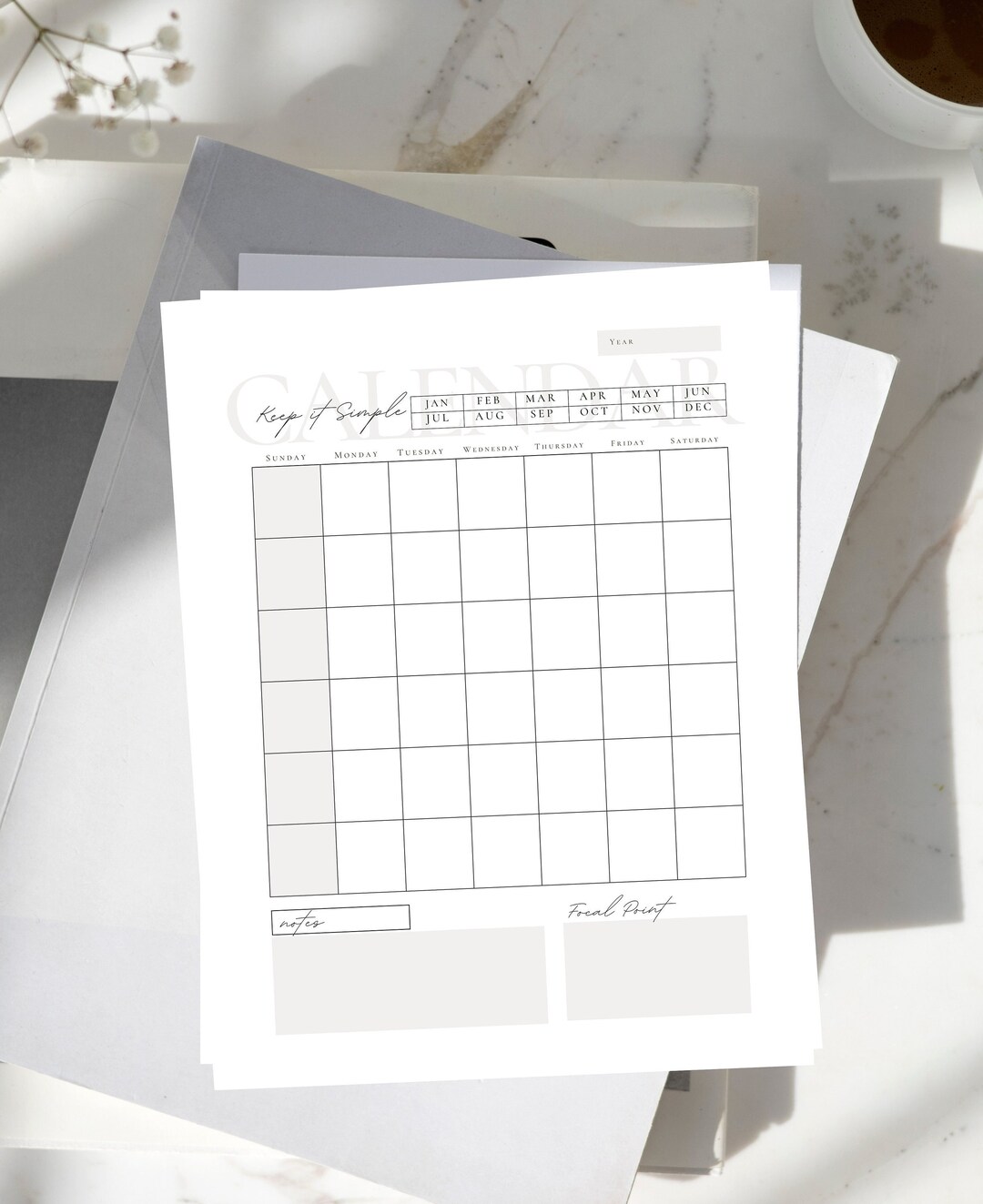 Planificador MENSUAL simple, Descarga instantánea, Resumen mensual ...