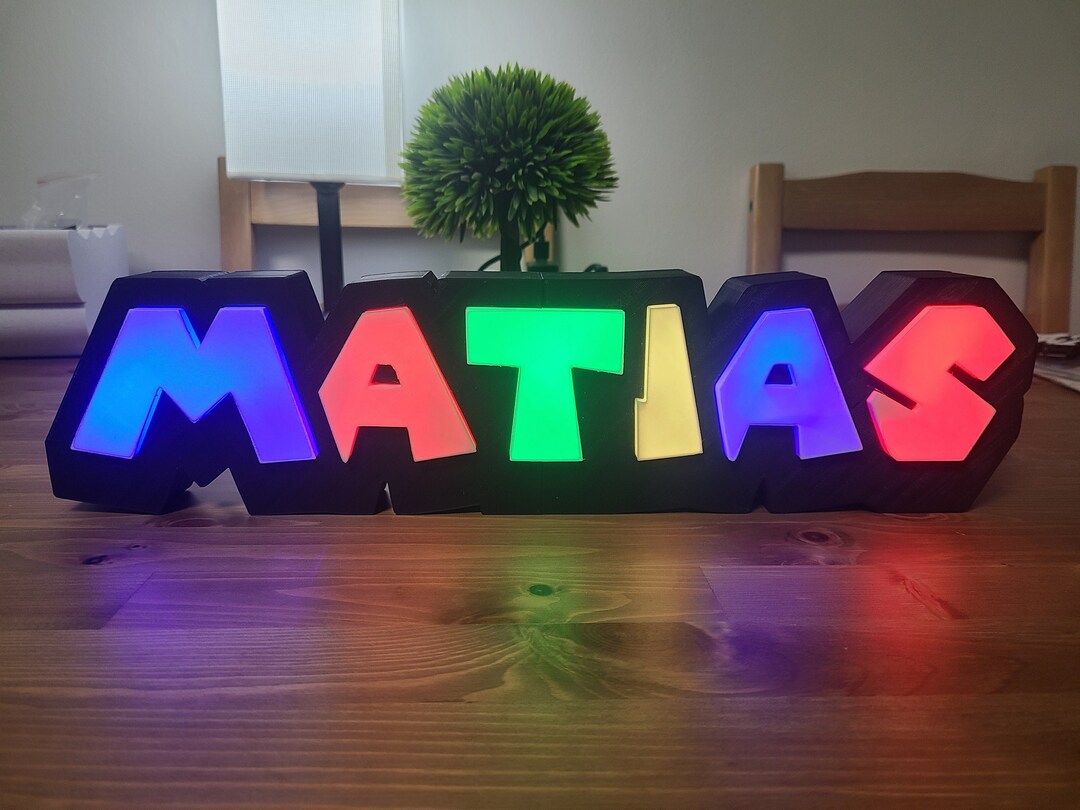 Mario Name Tag Super Mario Name Sign Custom Name Tag LED Name ...